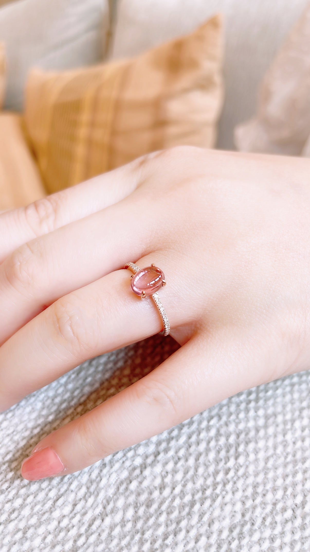 Baby Pink Tourmaline And Diamond Ring-WK3732 – PN Diamond